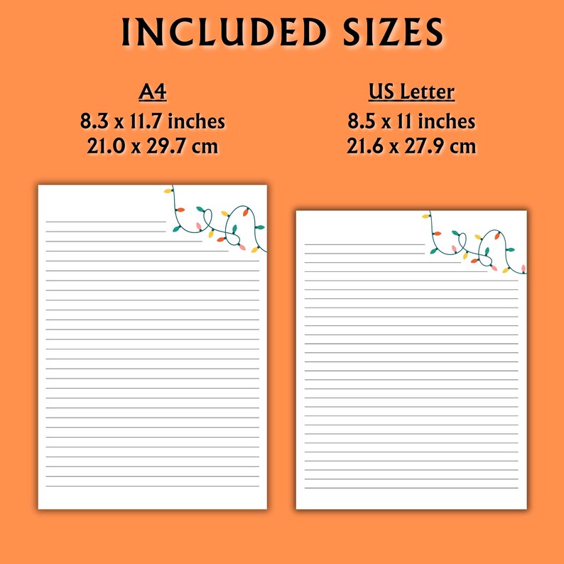 Christmas Lights Stationery - Printable Stationery - Digital Winter ...
