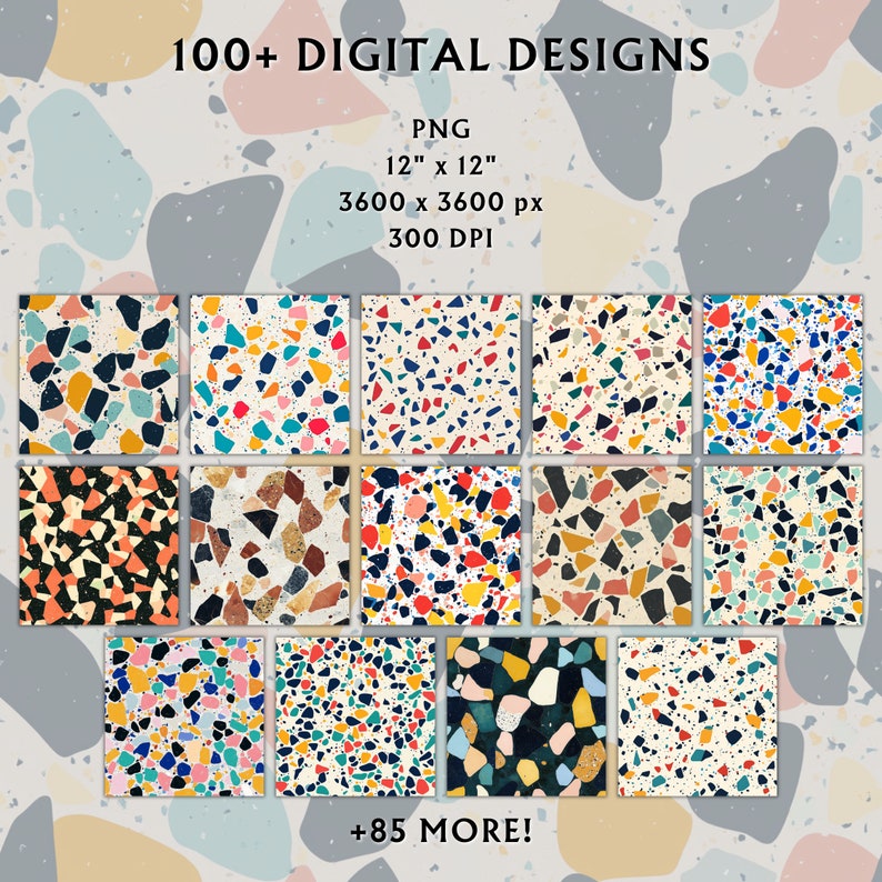 Terrazzo Digital Papers - Scrapbook Papers - Seamless Patterns ...