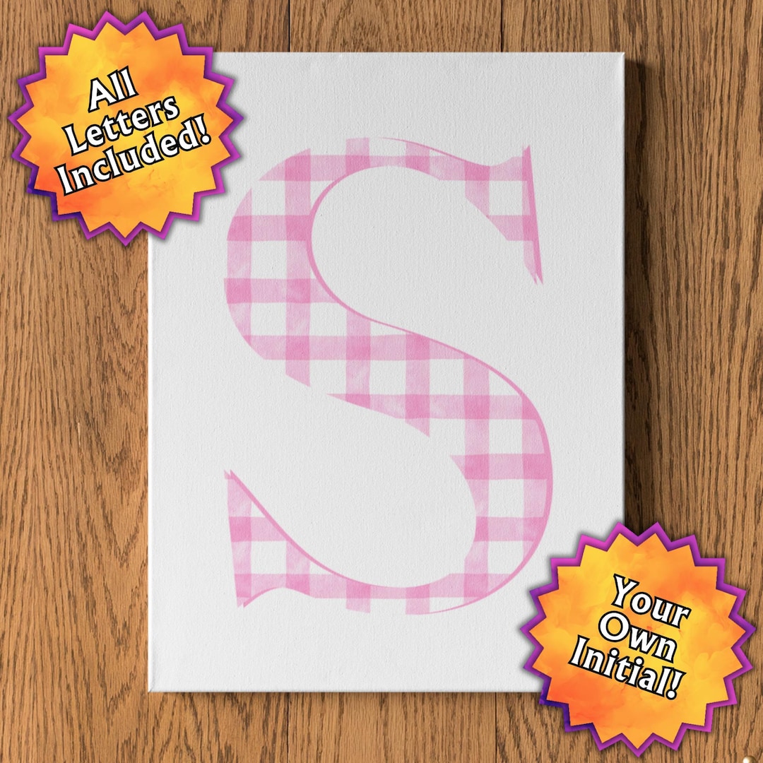 Custom Pink Checkered Letter Print, Coastal Cowgirl Print, Trendy ...