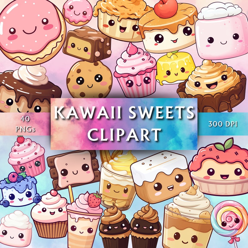 Cute Kawaii Sweets Downloadable Clipart Cute Printable - Etsy