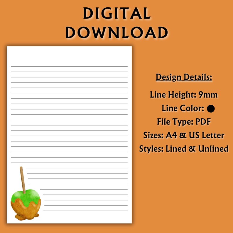 Watercolor Green Candy Apple Stationery - Printable Stationery ...