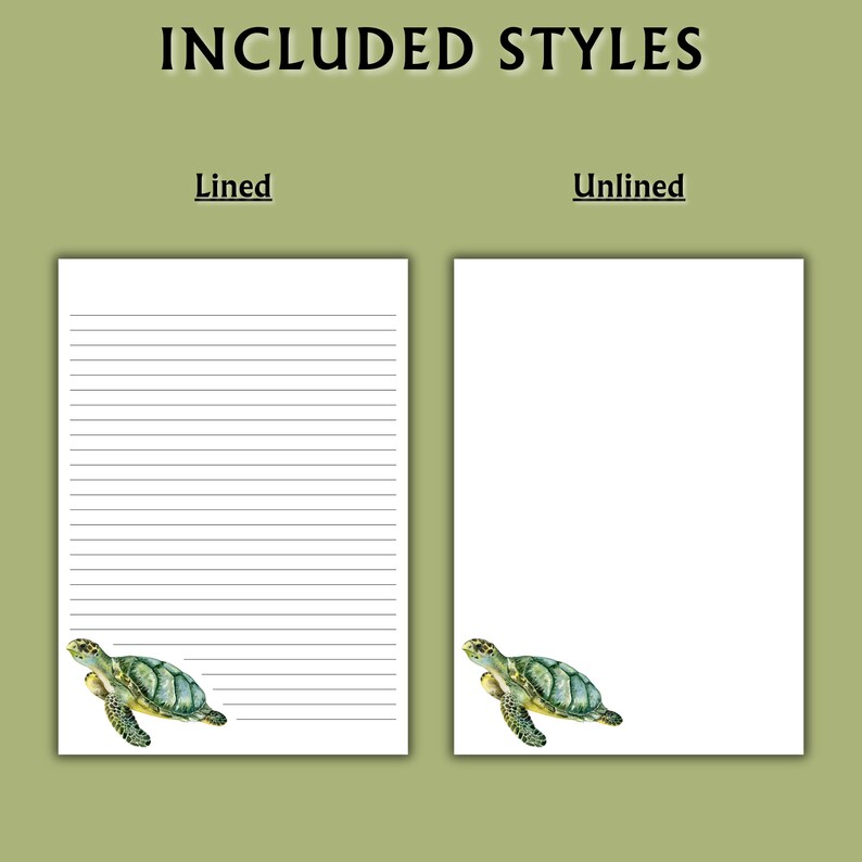 Watercolor Turtle Stationery - Printable Stationery - Digital ...