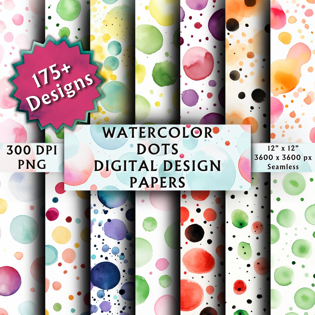 Watercolor Dots Digital Papers - Seamless Paper - Watercolor Dots ...