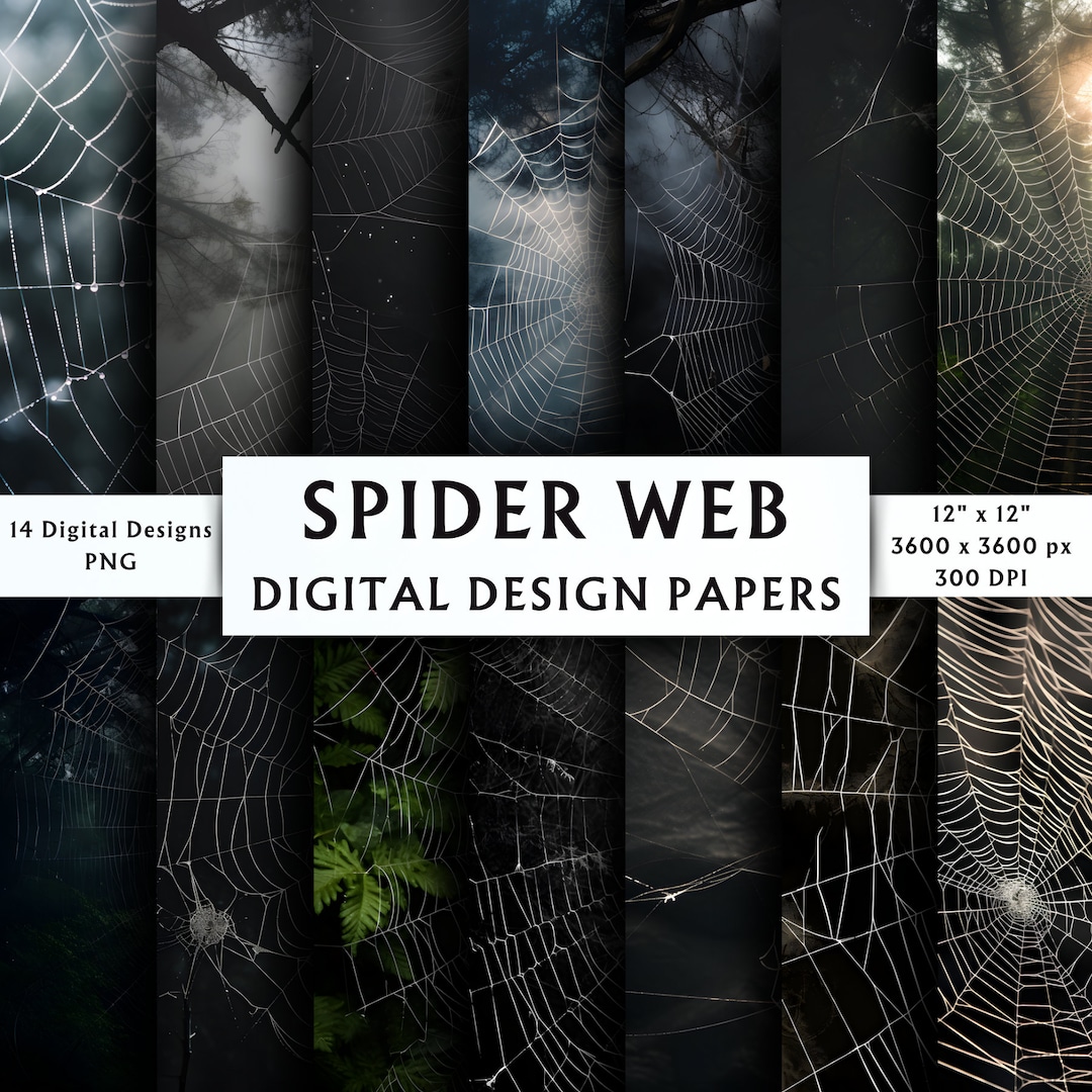 Spider Web Digital Papers - Spider Web Patterns - Scrapbook Papers ...