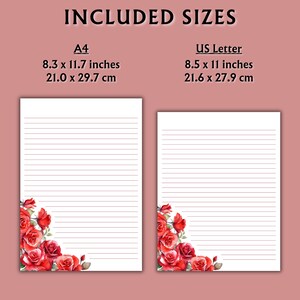 Watercolor Red Roses Stationery - Printable Stationery - Digital ...