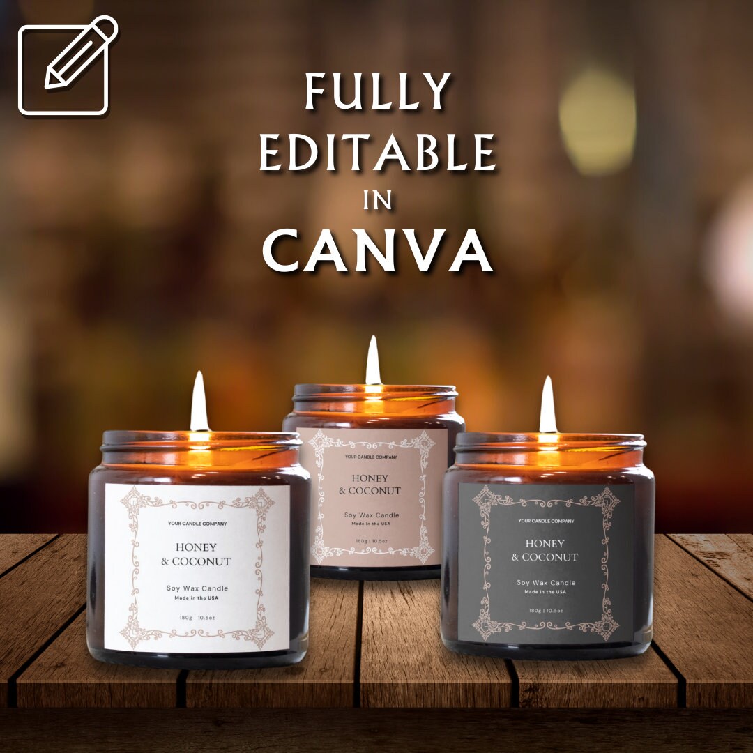 Editable Vintage Framed Candle Label Templates Candle Label Design ...
