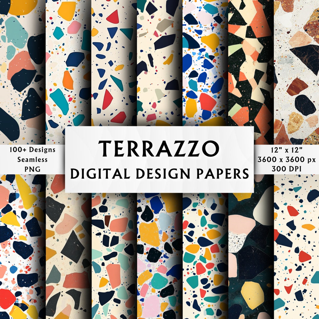 Terrazzo Digital Papers - Scrapbook Papers - Seamless Patterns ...