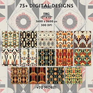Art Deco Digital Papers - Scrapbook Papers - Seamless Patterns ...