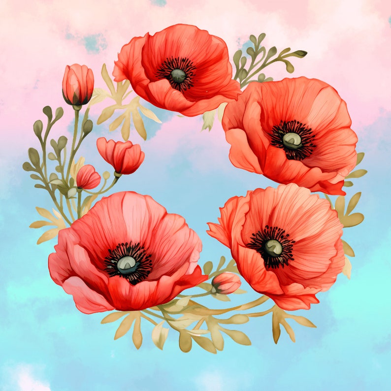 Poppy Birth Flower Clipart - Birth Flower Poppy Clipart - Poppies ...
