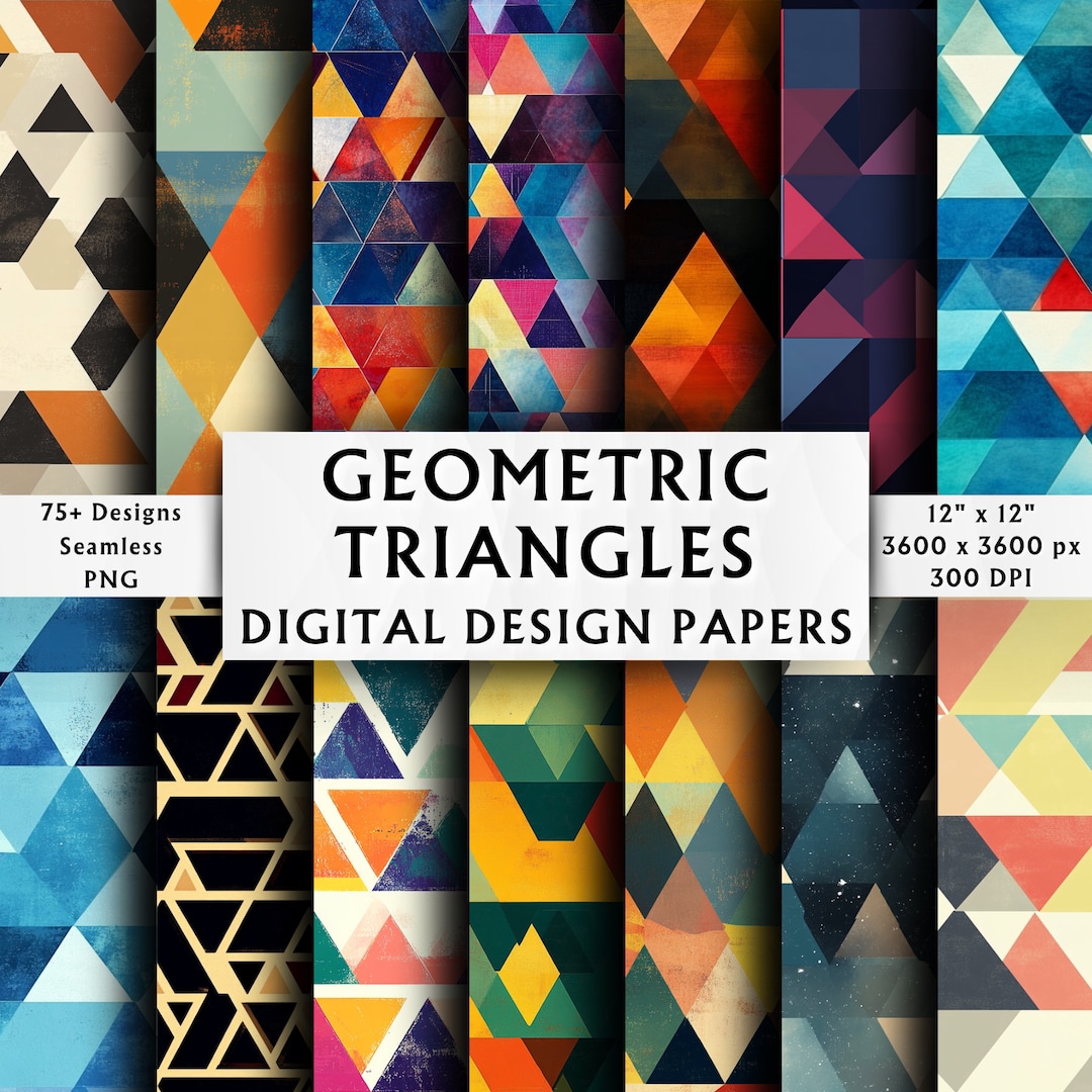 Geometric Triangles Digital Papers - Scrapbook Papers - Seamless ...