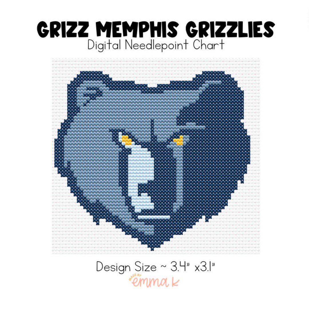 Grizz | Memphis Grizzlies Digital Needlepoint Stitch Chart | 18 Mesh - Etsy