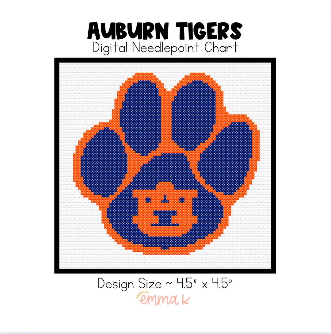 Auburn Tigers Digital Needlepoint Stitch Chart | 18 Mesh - Etsy