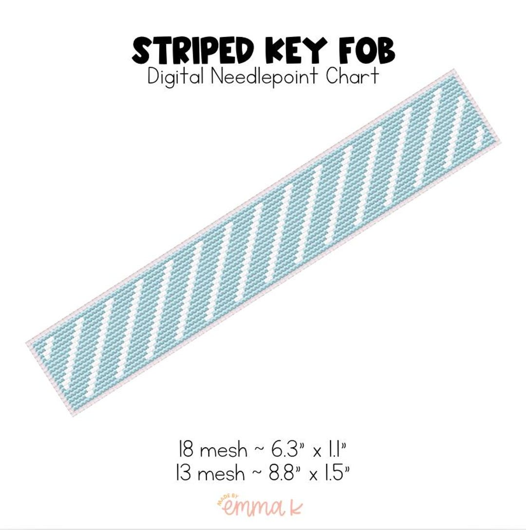 Striped Key Fob Digital Needlepoint Stitch Chart | 18 Mesh or 13 Mesh ...