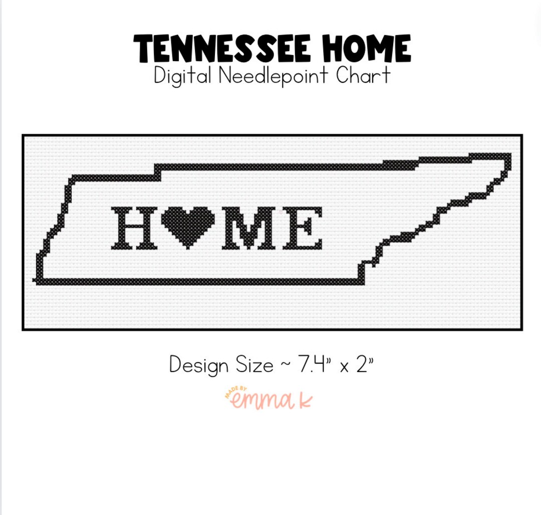 Tennessee Home Digital Needlepoint Stitch Chart | 18 Mesh - Etsy
