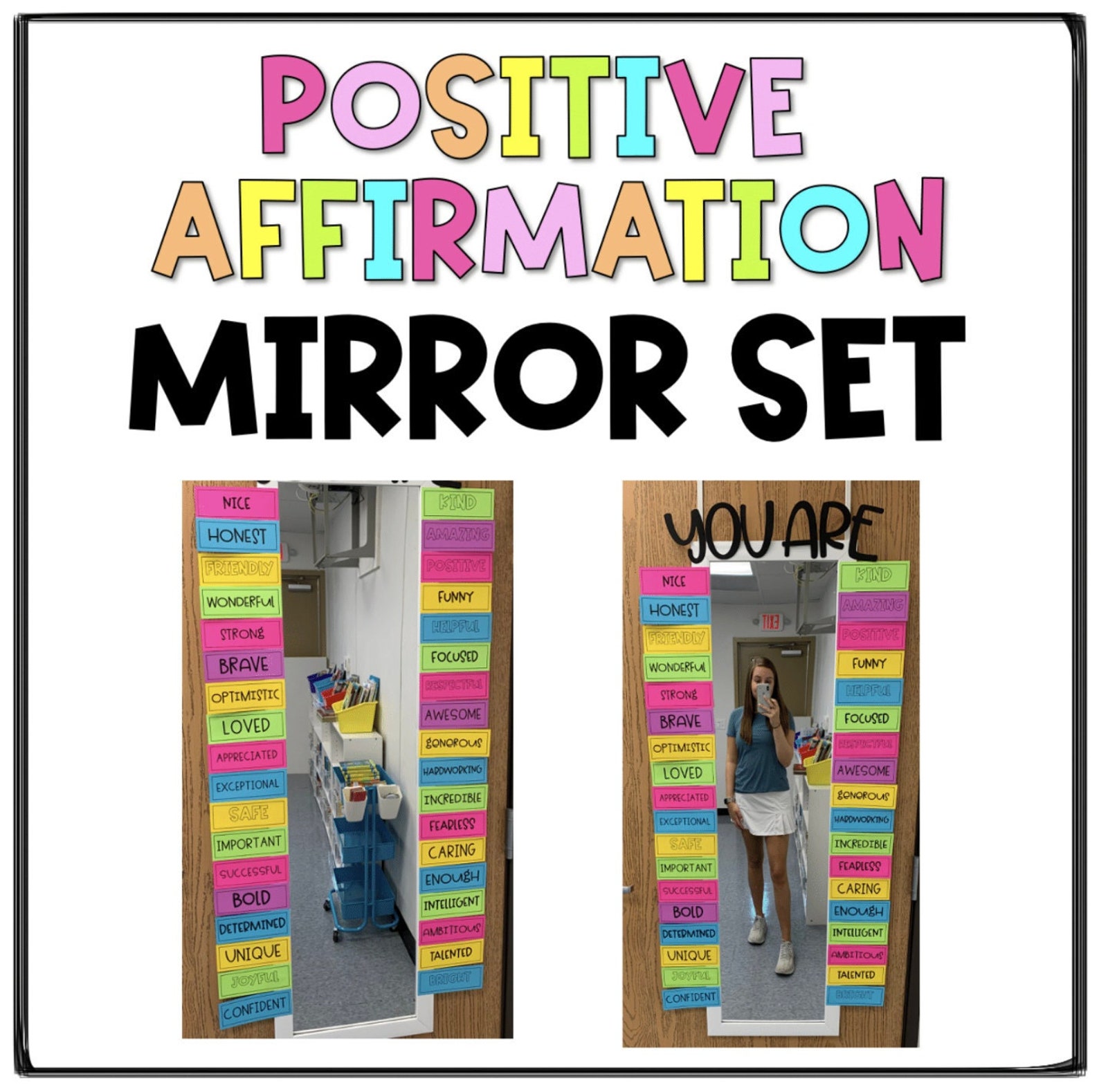 Positive Affirmation Mirror Set | Digital Download - Etsy