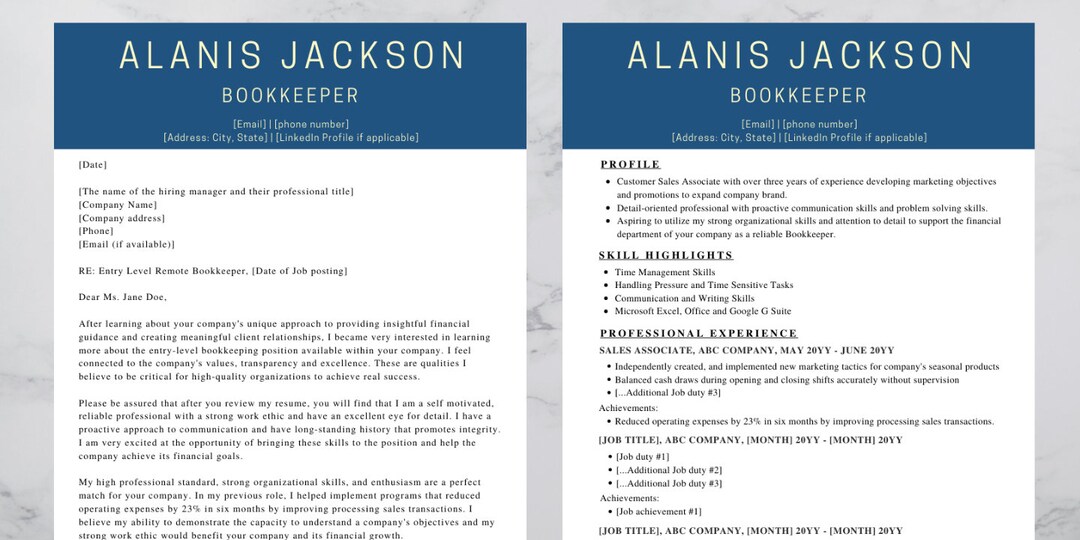 Cover Letter & Resume for Bookkeepers and Accountants | Professionally ...