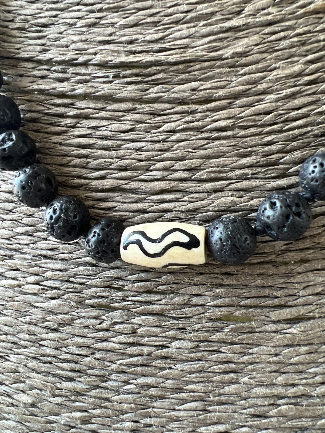 Lava Bead Necklace in Black. - Etsy