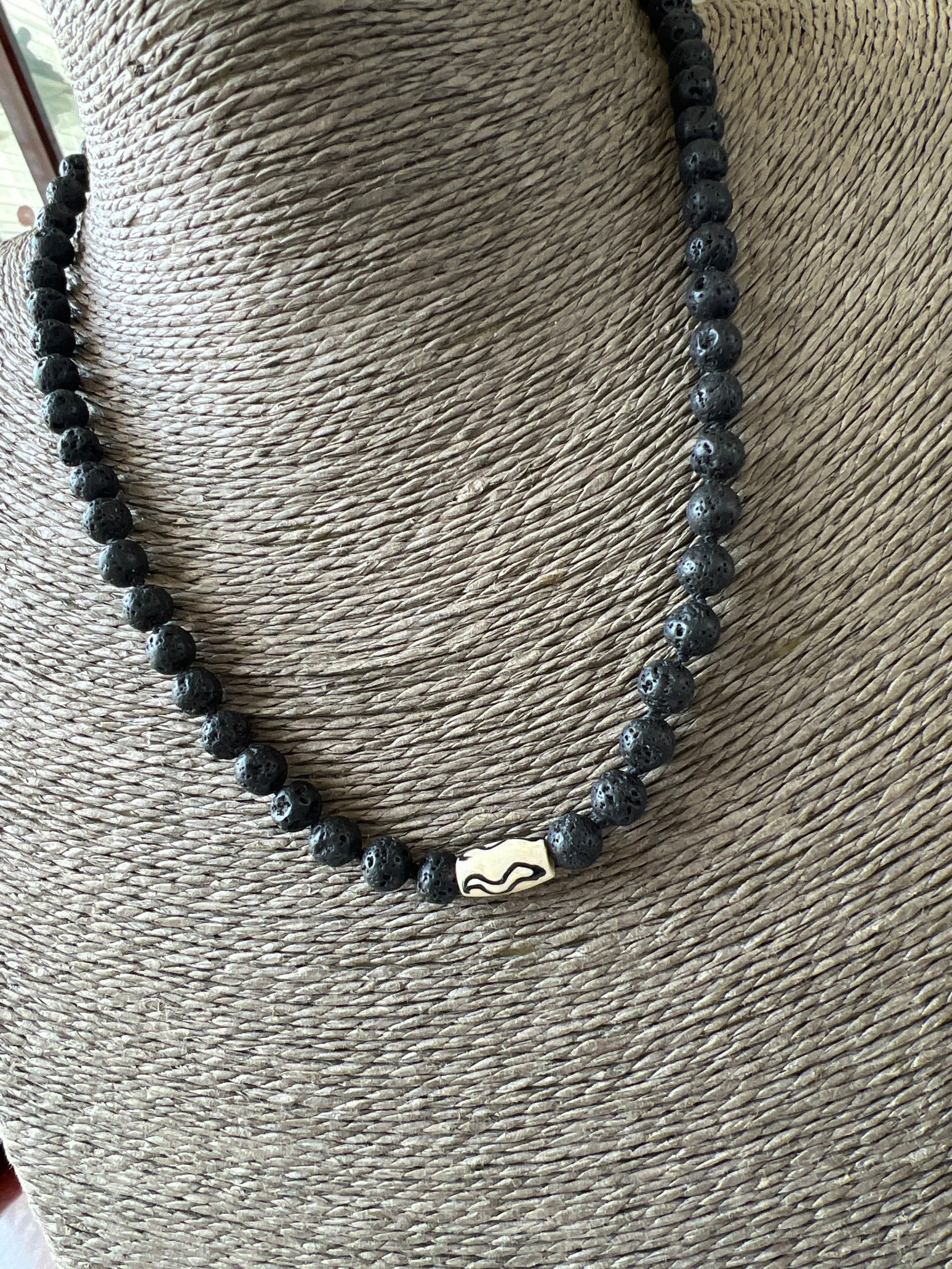 Lava Bead Necklace in Black. - Etsy