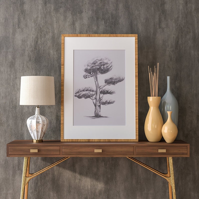 Neutral Drawing Wall Art Print, Printable Charcoal Wall Art Download ...