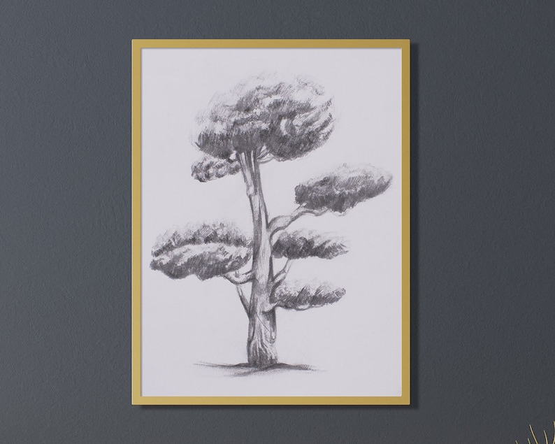 Neutral Drawing Wall Art Print, Printable Charcoal Wall Art Download ...