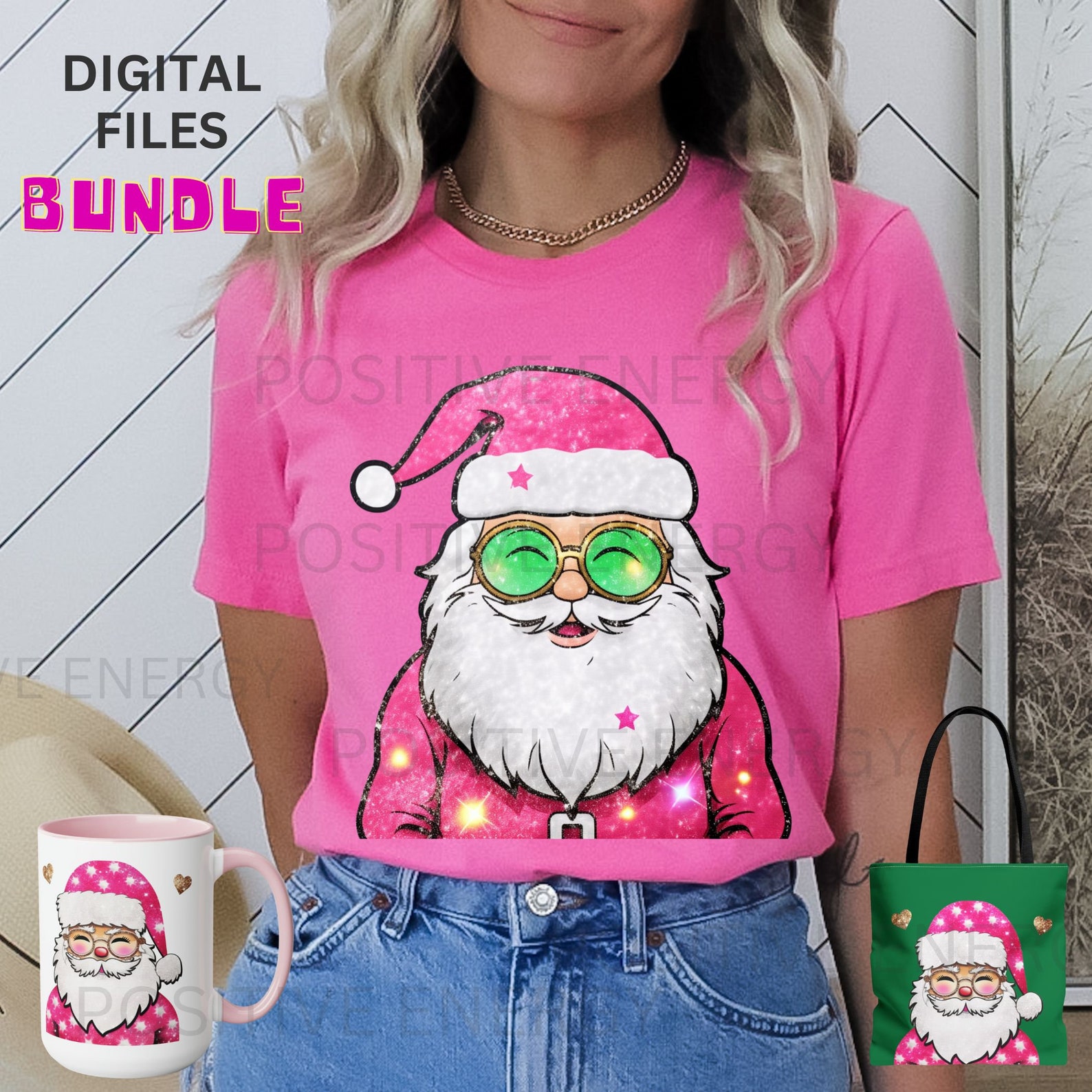Santa PNG BUNDLE Christmas Cute Pink Santa Claus 10 Shirt Digital ...