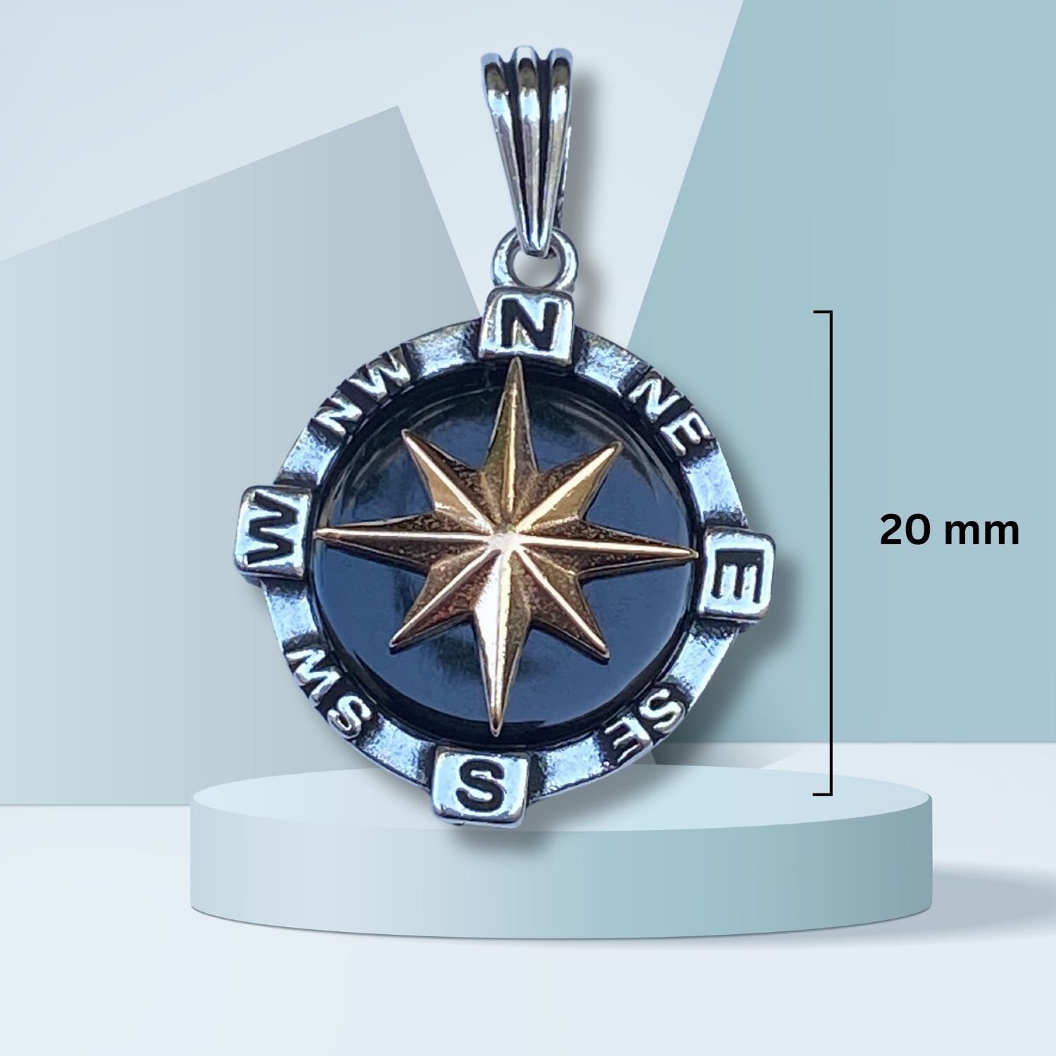 Gold North Star Compass Pendant: 925 Sterling Silver Unisex Jewelry - Etsy