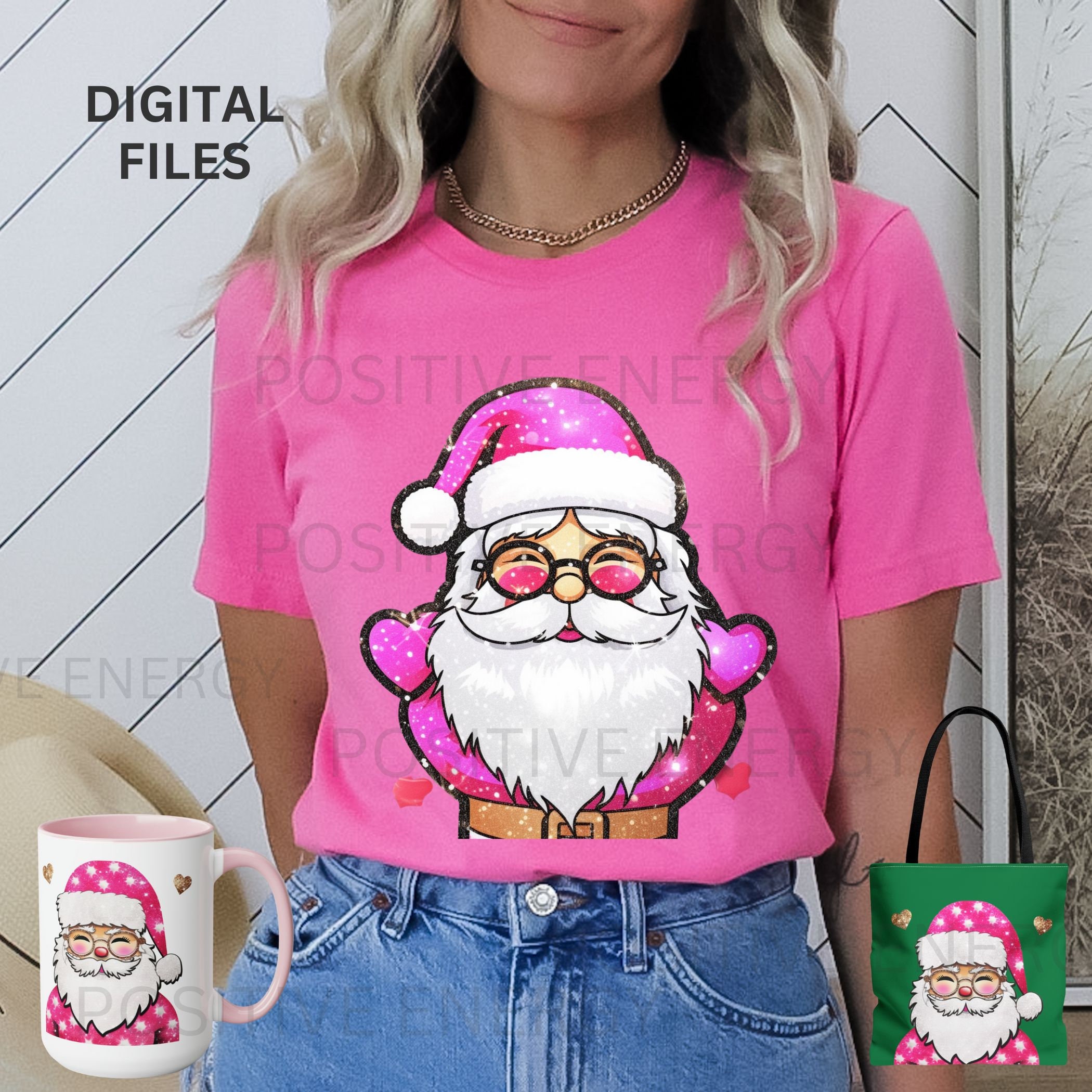 Santa PNG Christmas Cute Pink Santa Claus Shirt Digital Design - Etsy