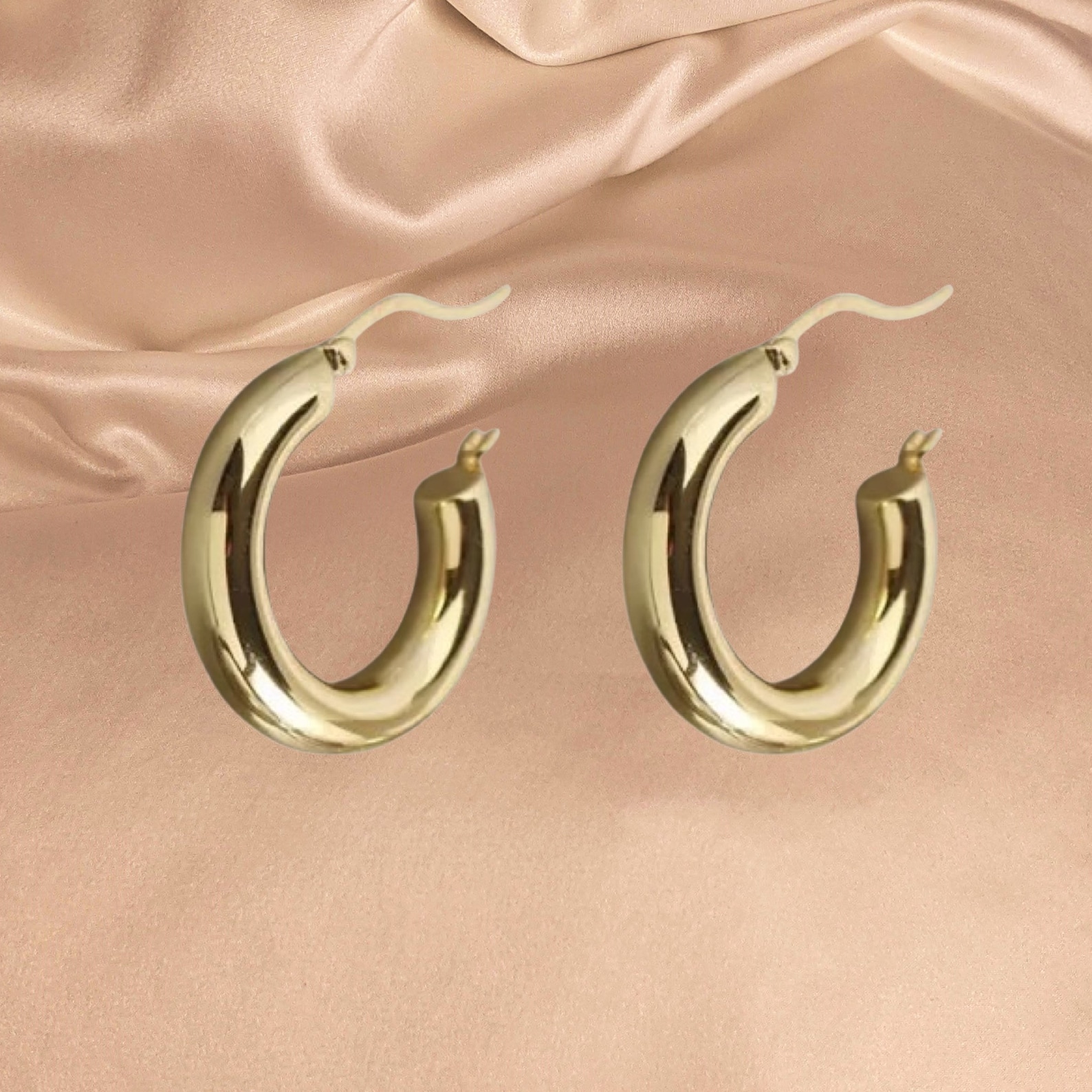 18k Gold Plated Sterling Silver Hoop Earrings, 20mm Huggie Hoops - Etsy