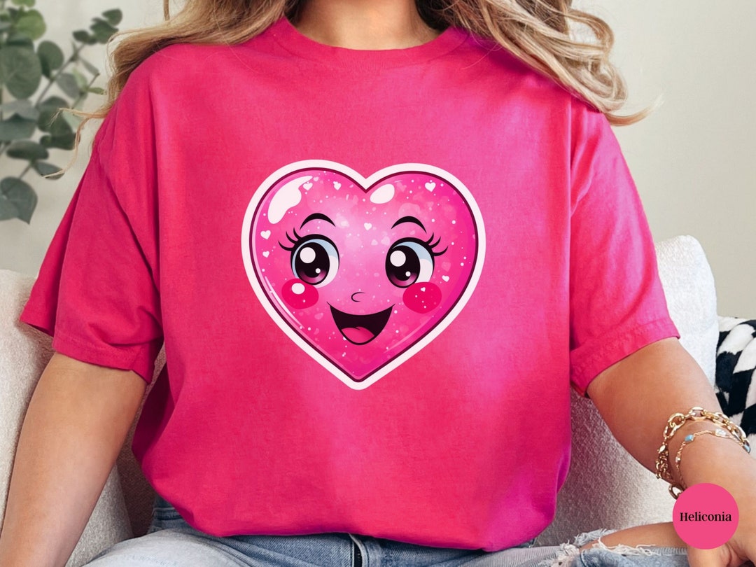 Pink Heart Sticker Design Cheerful Glitter PNG, Cheerful Heart Face ...