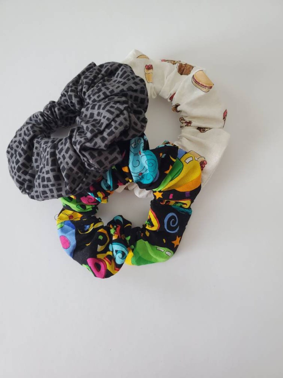 Black Printed Scrunchie - Etsy
