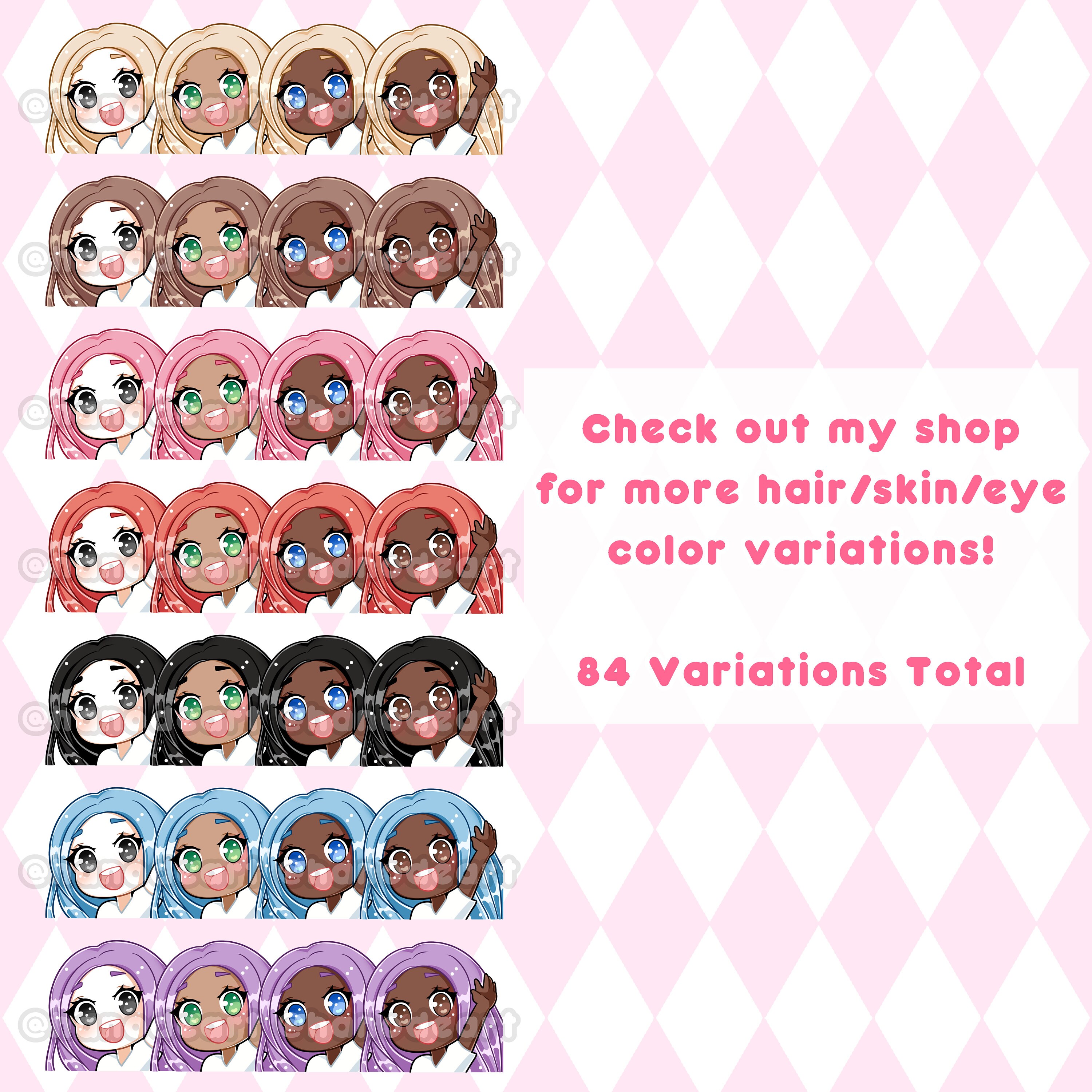 Twitch Emotes Starter Kit Hello, Heart Eyes, Hype blue Hair - Etsy