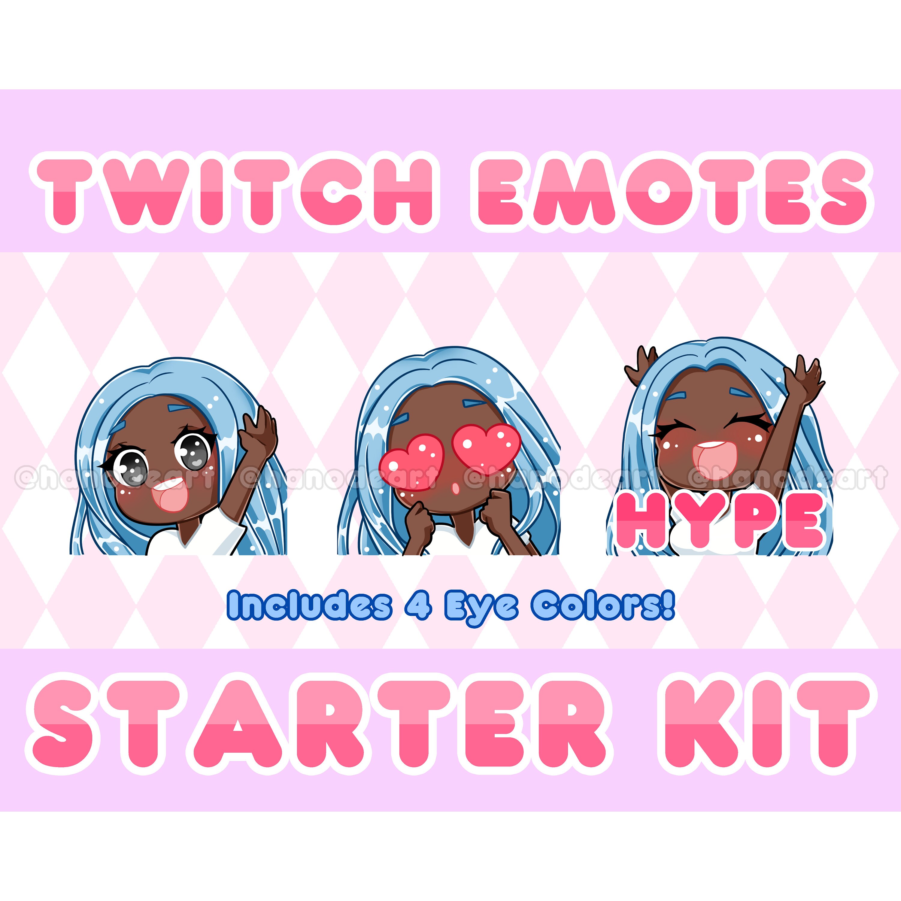 Twitch Emotes Starter Kit - Hello, Heart Eyes, Hype (blonde Hair) - Etsy