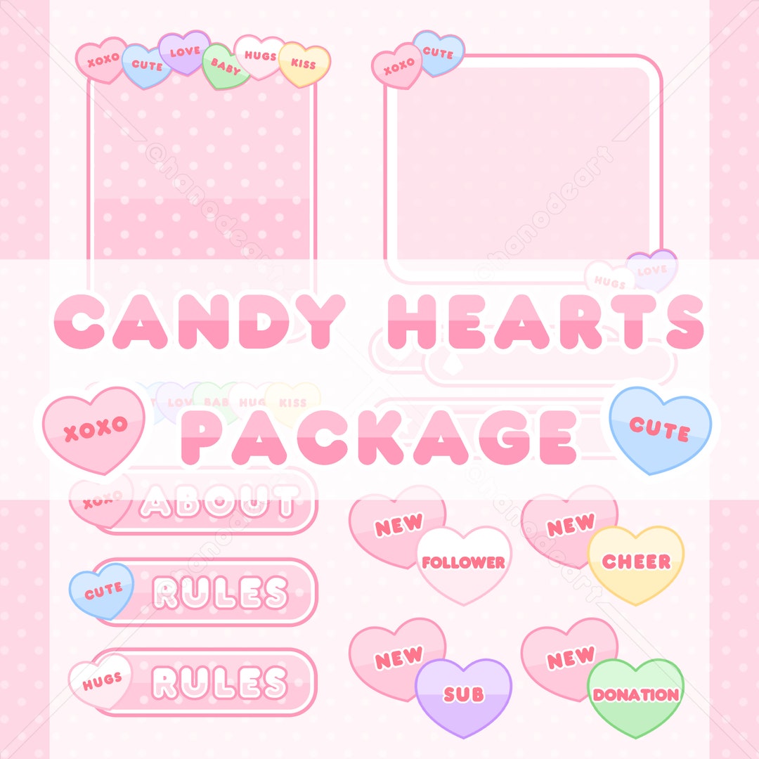 Candy Hearts - Full Twitch Package (animated) - Etsy
