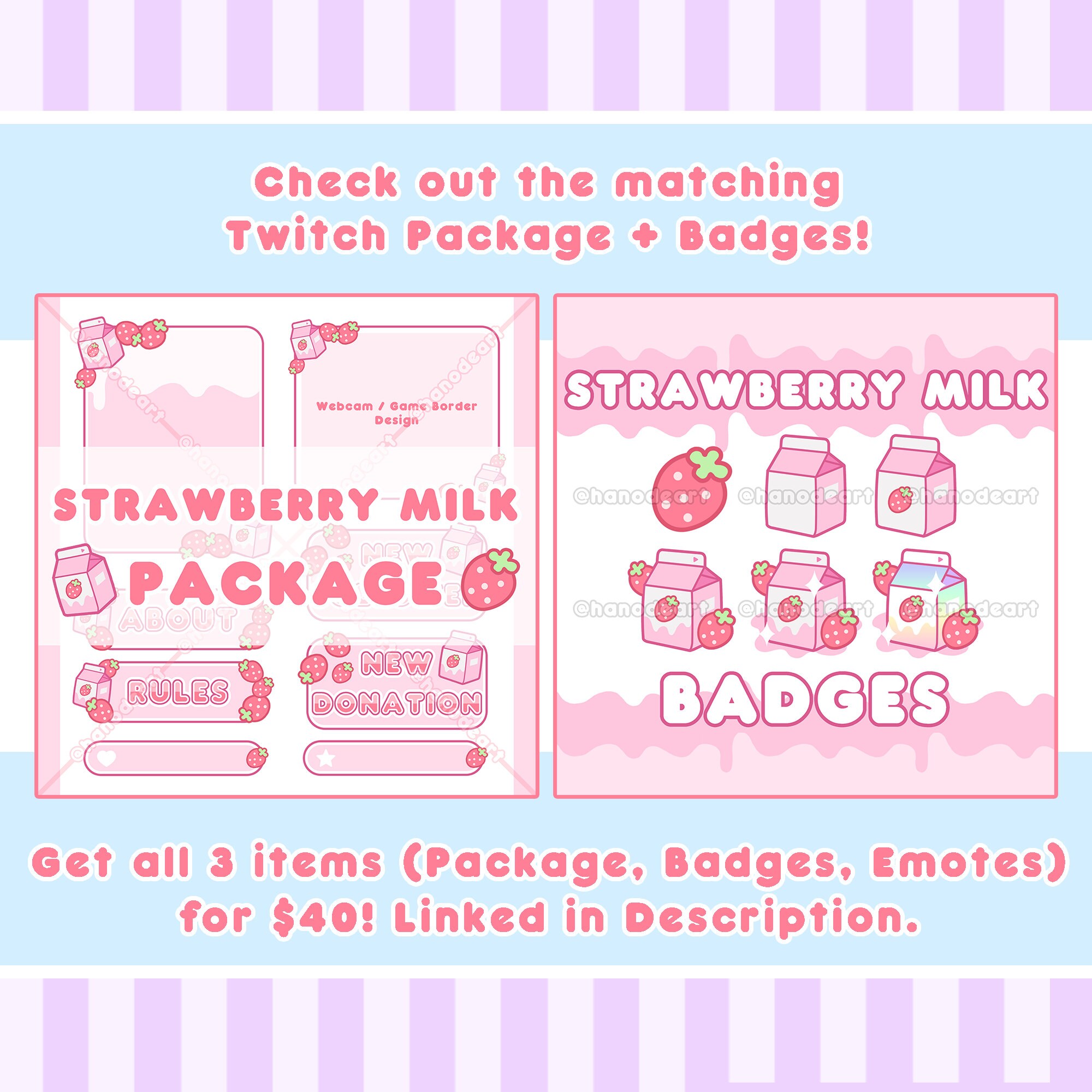 Strawberry Milk Emotes (twitch, Discord, Stream) - Etsy