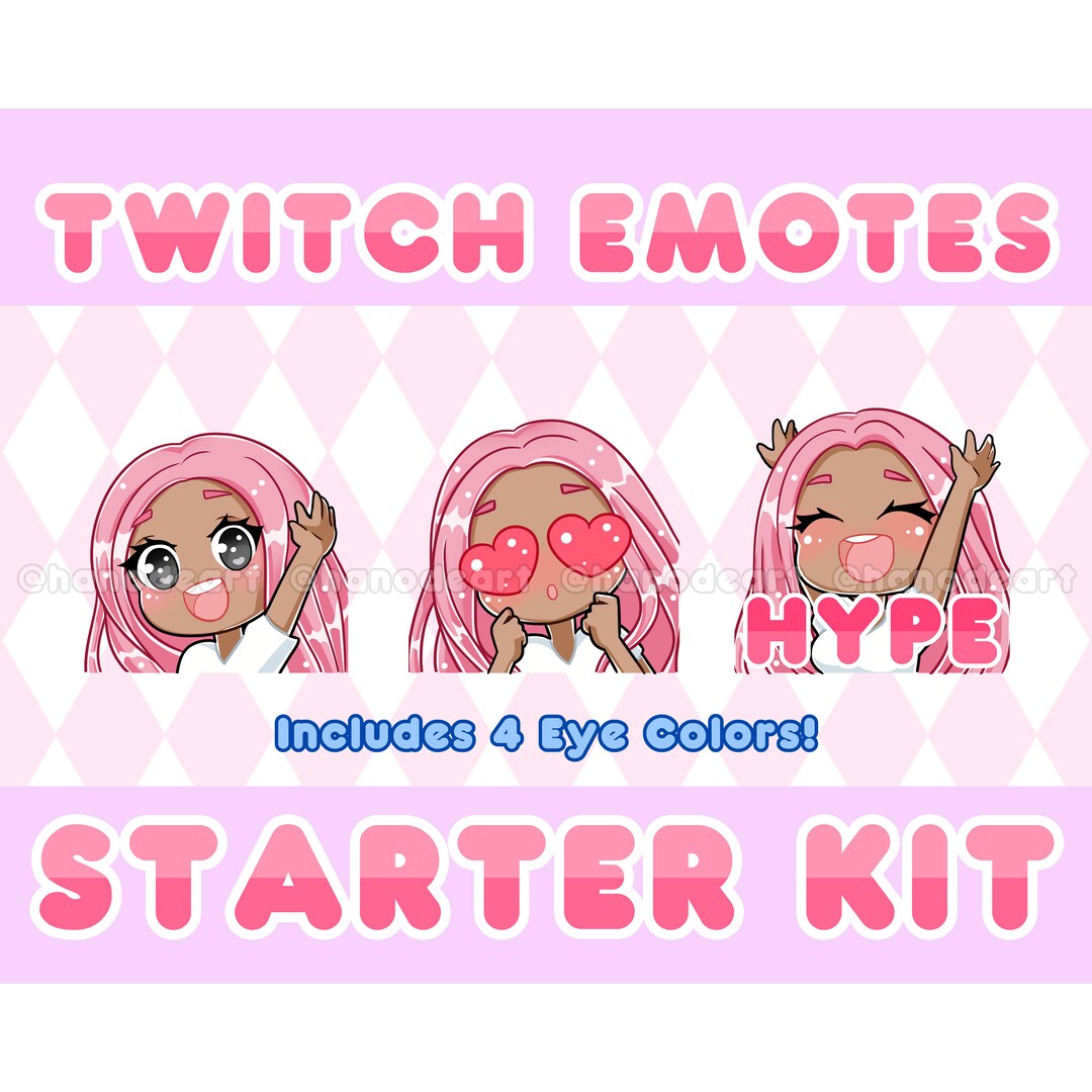 Twitch Emotes Starter Kit Hola Ojos de Corazón Hype Pelo - Etsy España