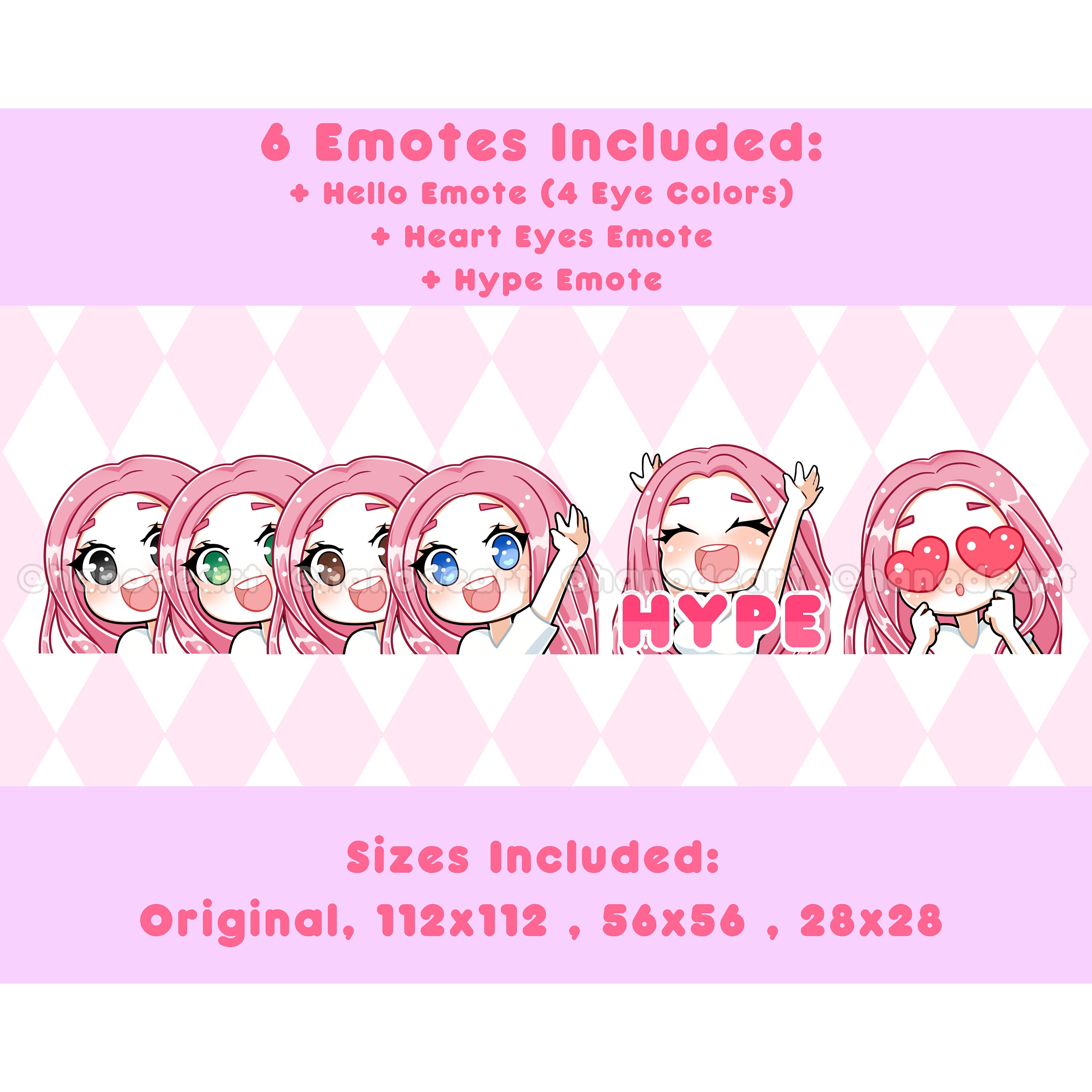 Twitch Emotes Starter Kit Hello Heart Eyes Hype pink - Etsy