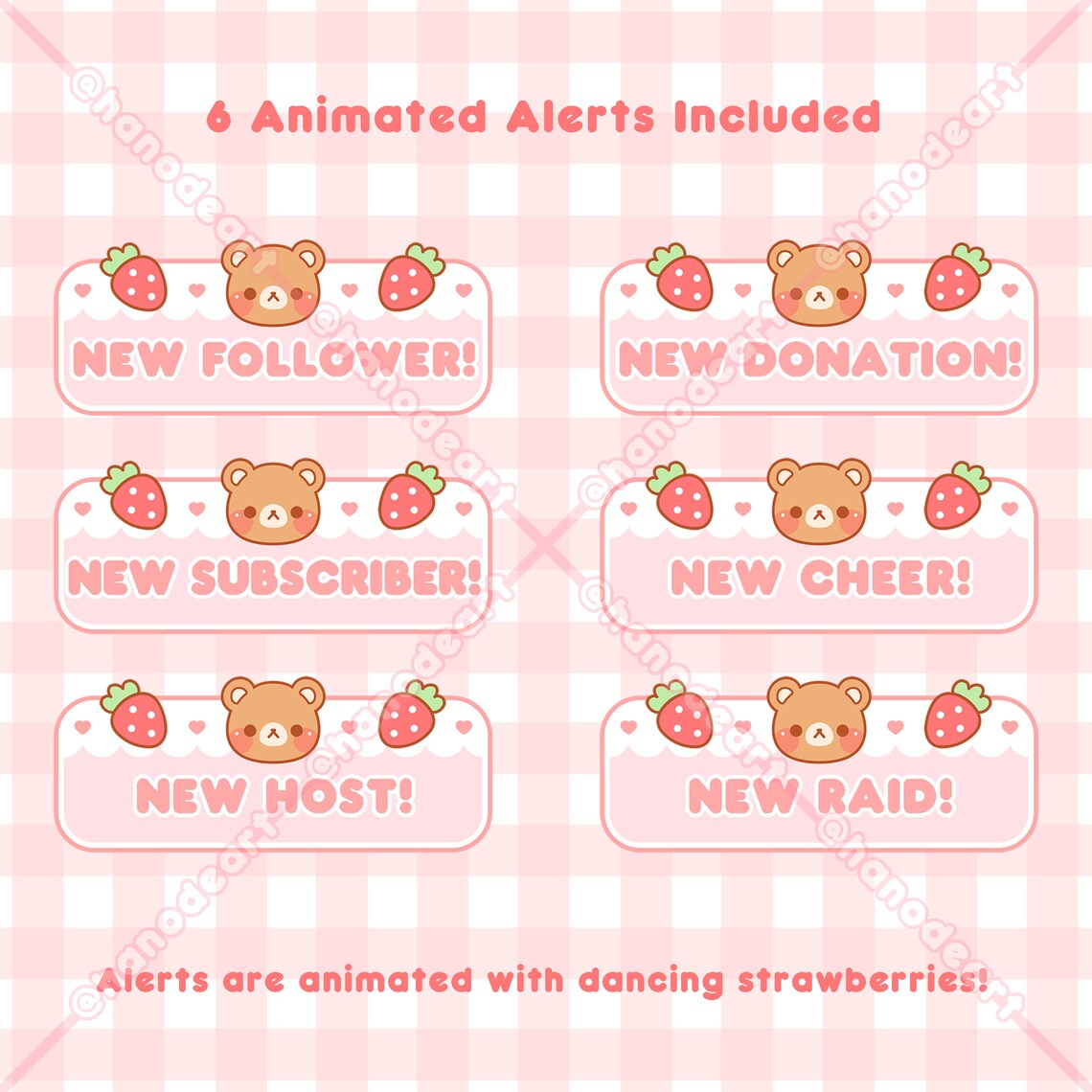 Strawbearry Full Twitch Package animated - Etsy