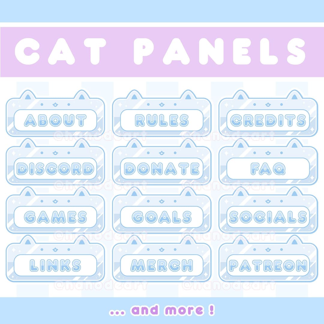 Cat Twitch Panels (blue) - Etsy