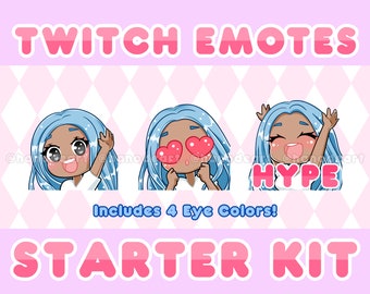 Twitch Emotes Starter Kit Hello Heart Eyes Hype blue | Etsy