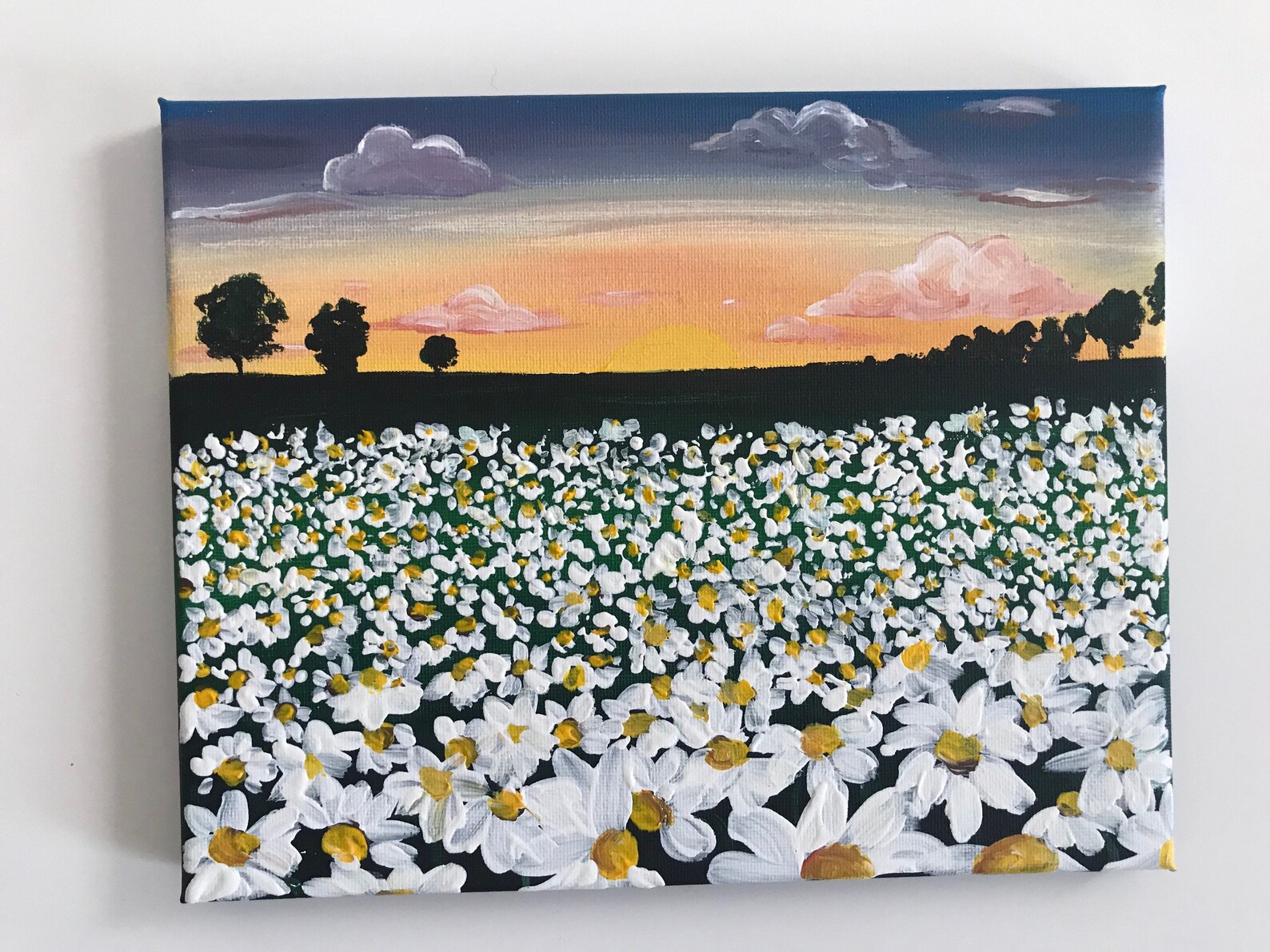 Field of Daisies Acrylic Painting | Etsy