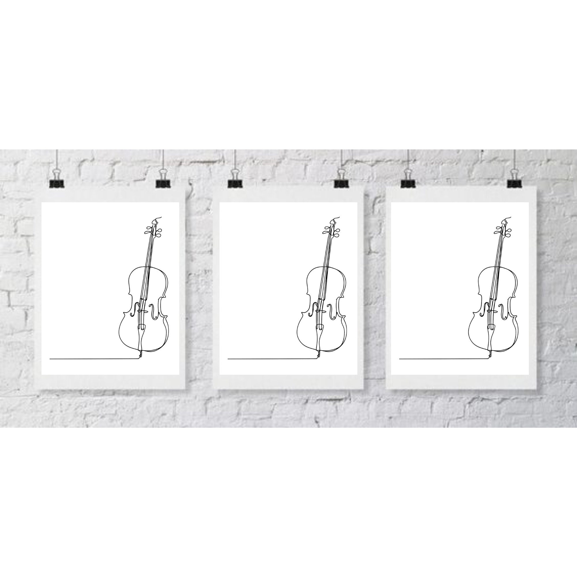 String Instrument Line Art - Hand Drawn Wall Decor - Minimalistic ...