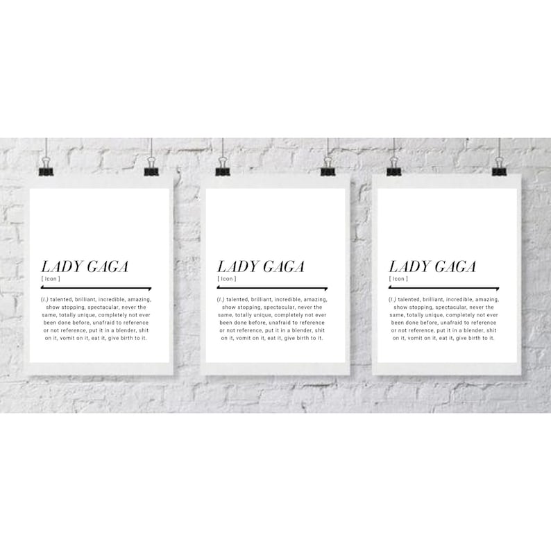 Lady Gaga Definition Digital Print Poster - Etsy