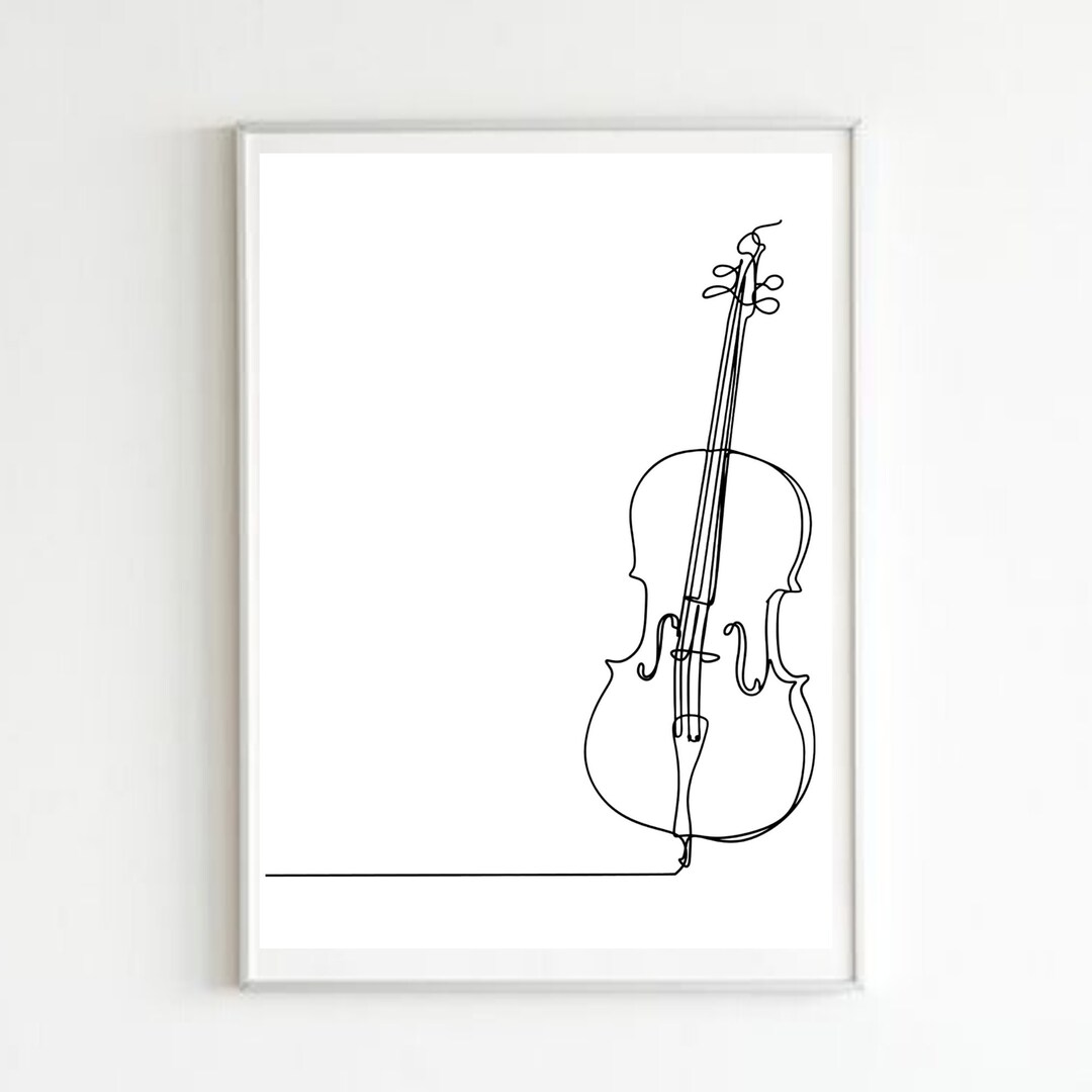 String Instrument Line Art - Hand Drawn Wall Decor - Minimalistic ...