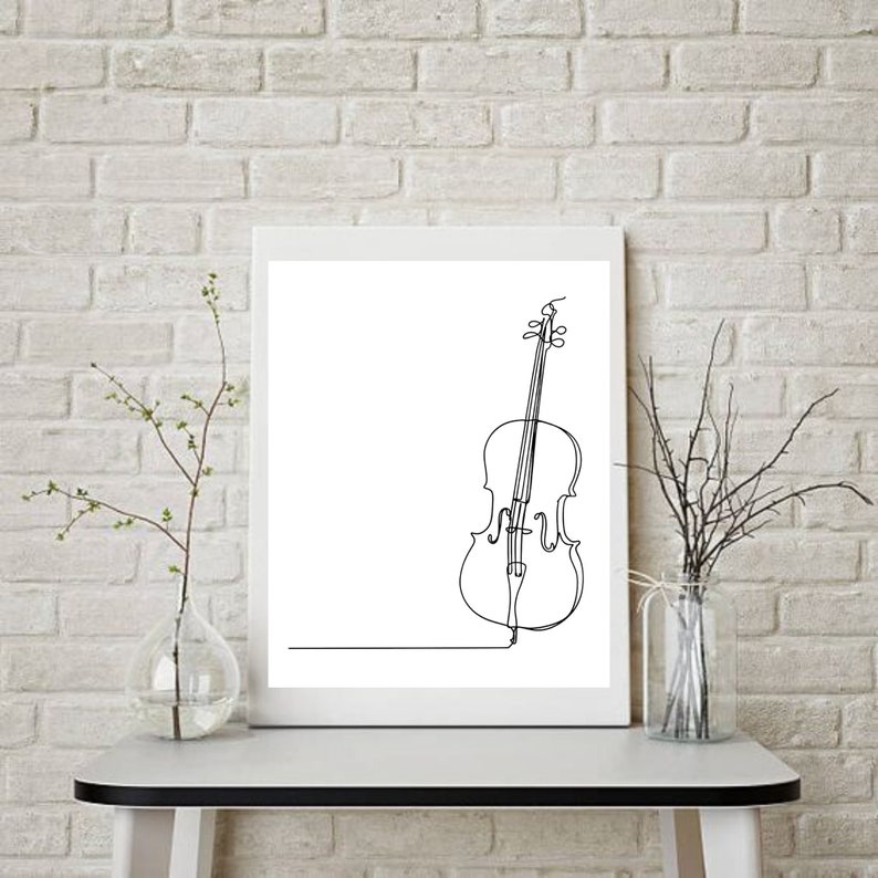String Instrument Line Art - Hand Drawn Wall Decor - Minimalistic ...