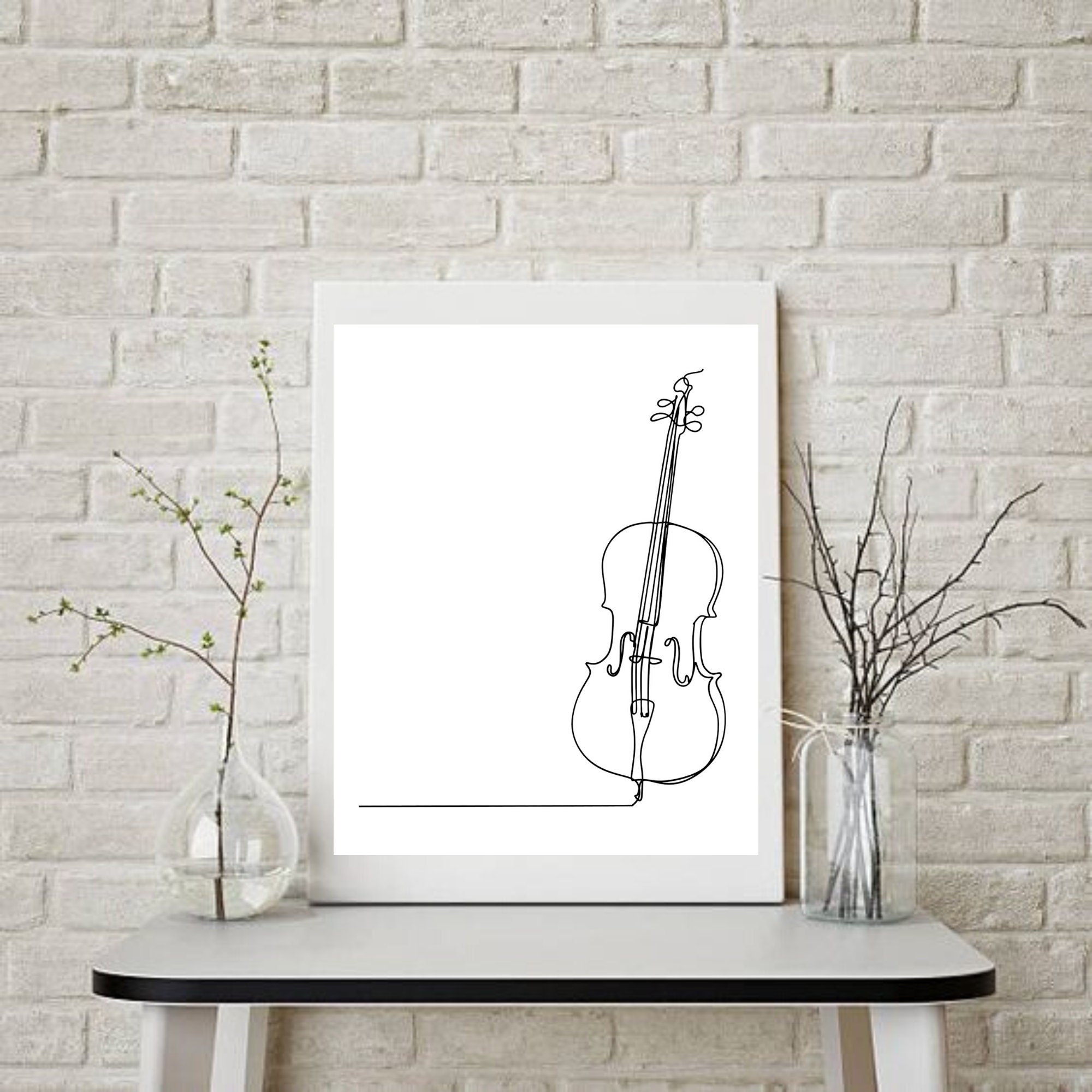 String Instrument Line Art - Hand Drawn Wall Decor - Minimalistic ...