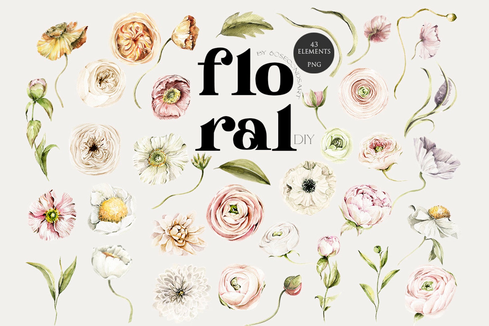 Watercolor Floral Pink Flowers Clipart Summer Bouquets Wedding | Etsy