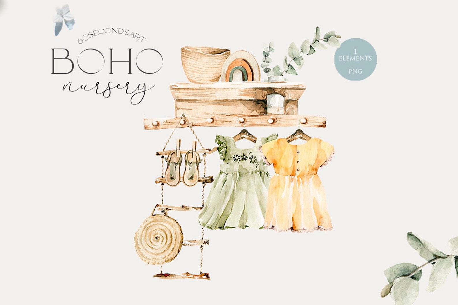 Watercolor boho nursery interior Baby room Girl сlothes | Etsy