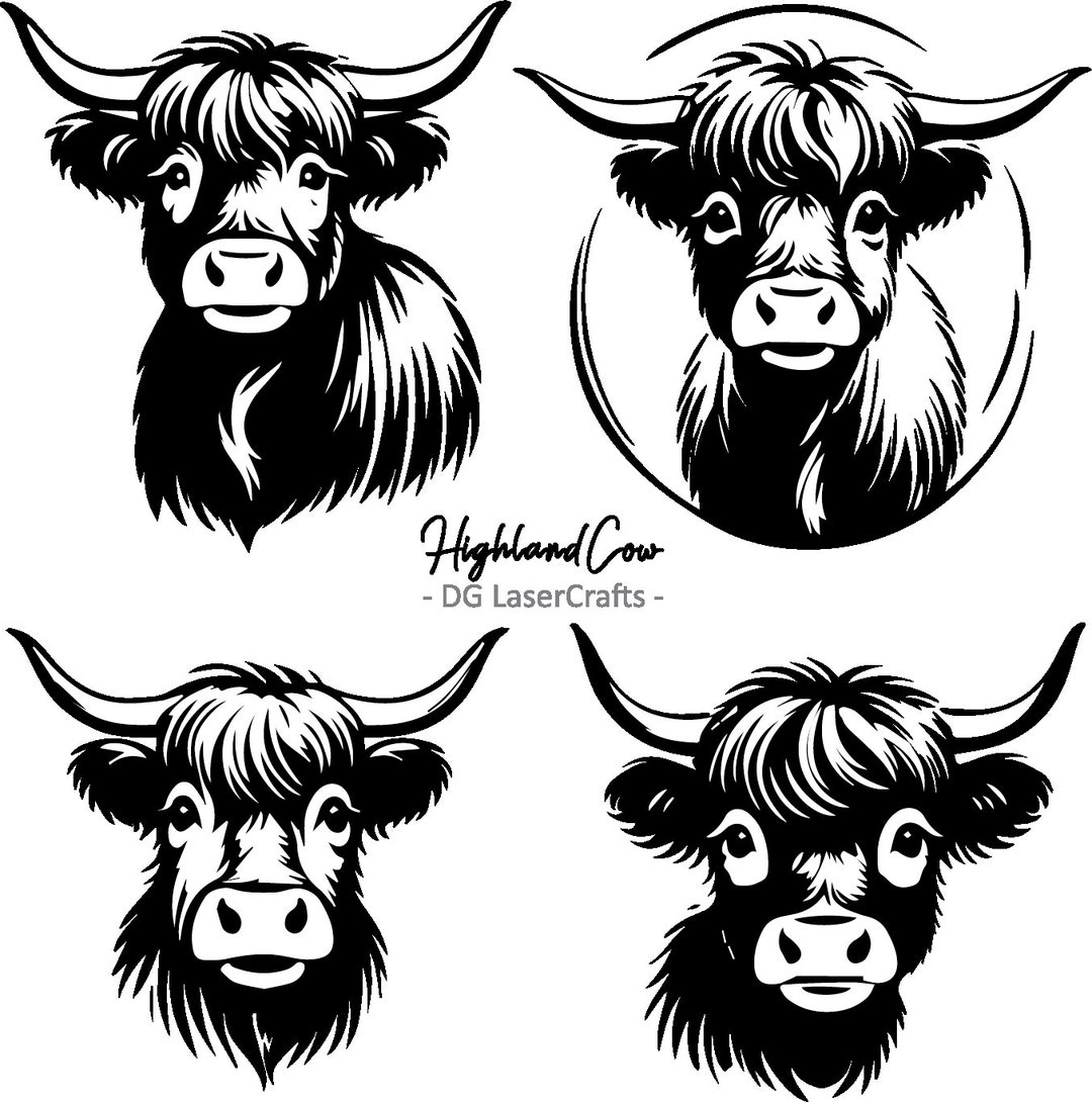 Highland Cow Vector Logos - Illustrator .SVG .PDF .EPS - Digital ...