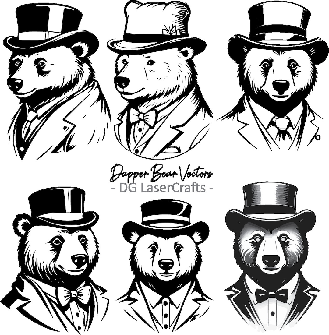 Dapper Bear Vector Logos - Illustrator .SVG .PDF .EPS - Digital ...