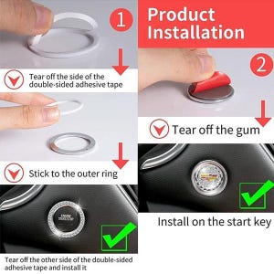 Jeep Push Start to Button Bling Car Crystal Rhinestone Car Bling Ring ...